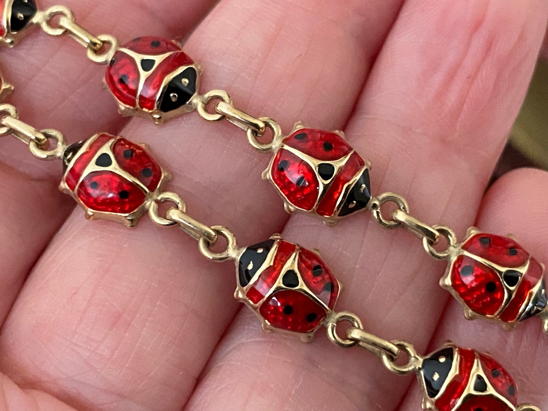 Beautiful Vintage Italian 10k /10ct Gold & Enamel Multiple Lucky ...