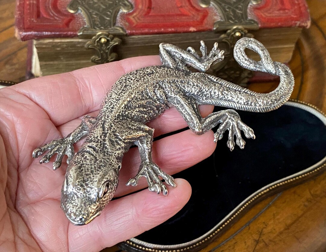 Stunning Unusual Huge Hallmarked Sterling Silver Lizard /salamander ...