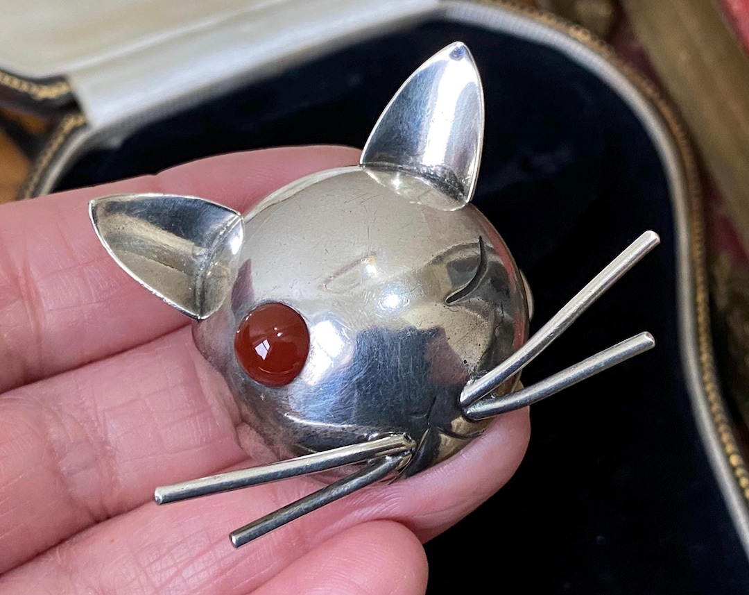 Stunning Vintage 1940s Modernist USA Designer Jo.pol for Georg Jenson Sterling Silver Carnelian ...