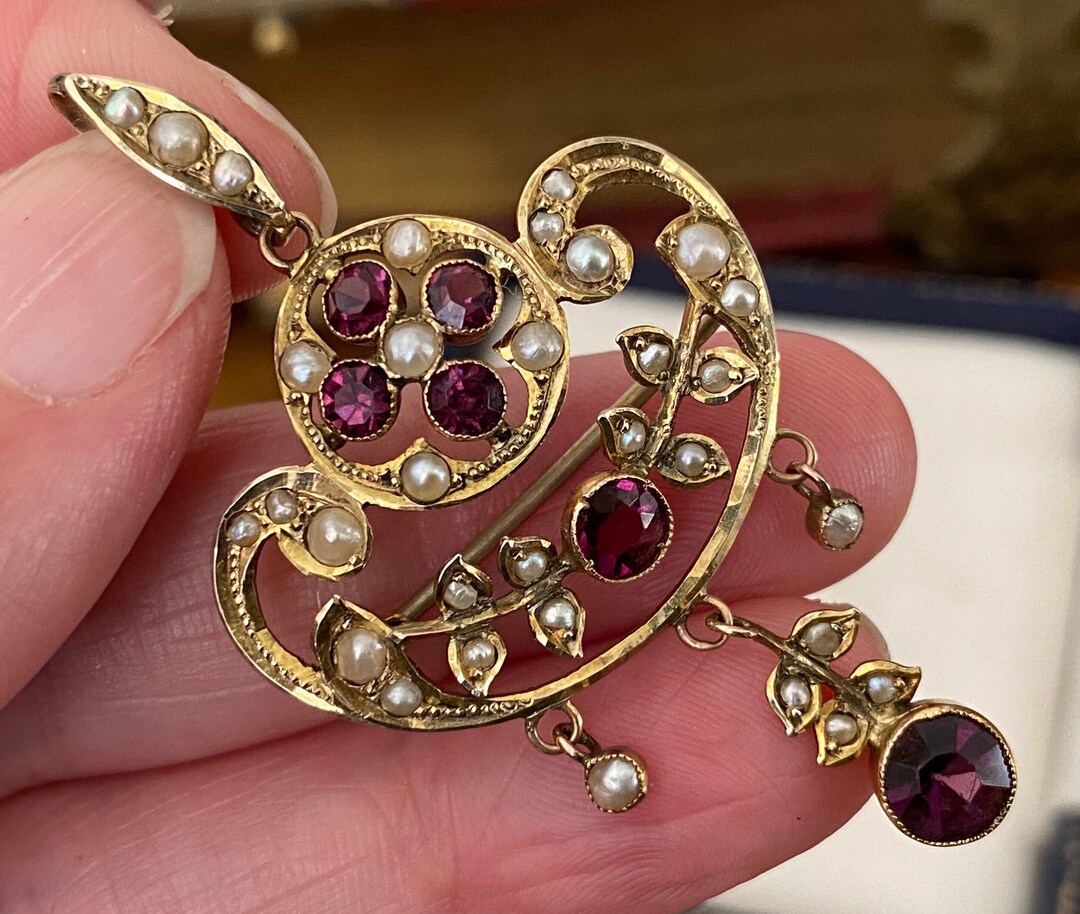 Fabulous Antique Victorian /edwardian Art Nouveau 9ct Gold Seed Pearl ...