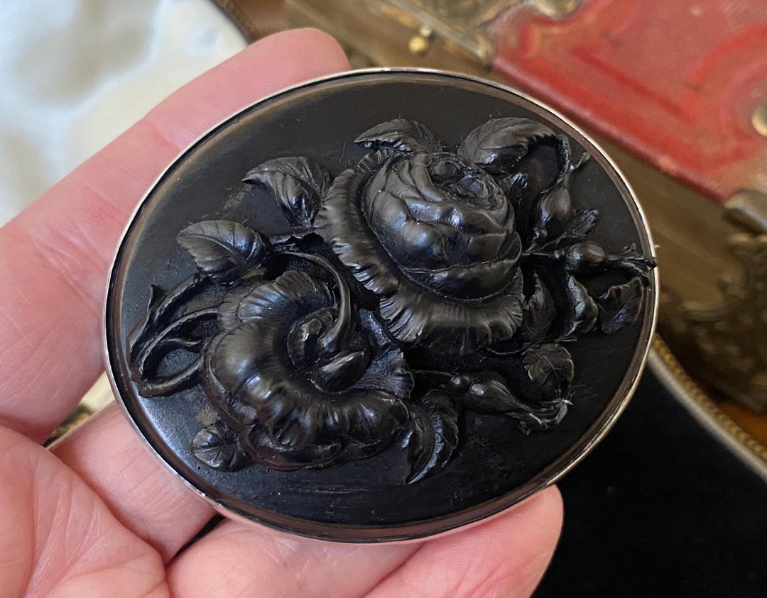 Unusual Large Antique Victorian /edwardian Sterling Silver Vulcanite ...