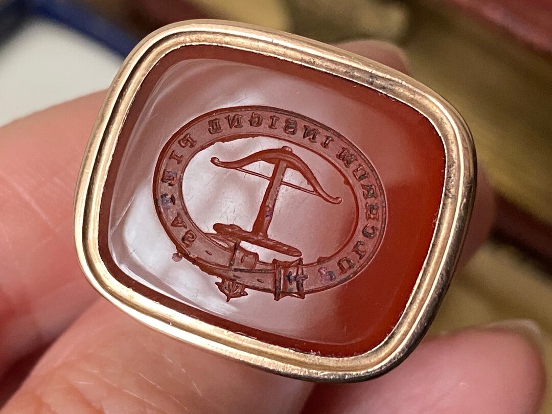Large Antique Georgian/victorian 9ct Gold Cased Carnelian Heraldic ...