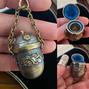 Antique Victorian French Silver Plated Gilt Metal Chatelaine Belt Clip ...