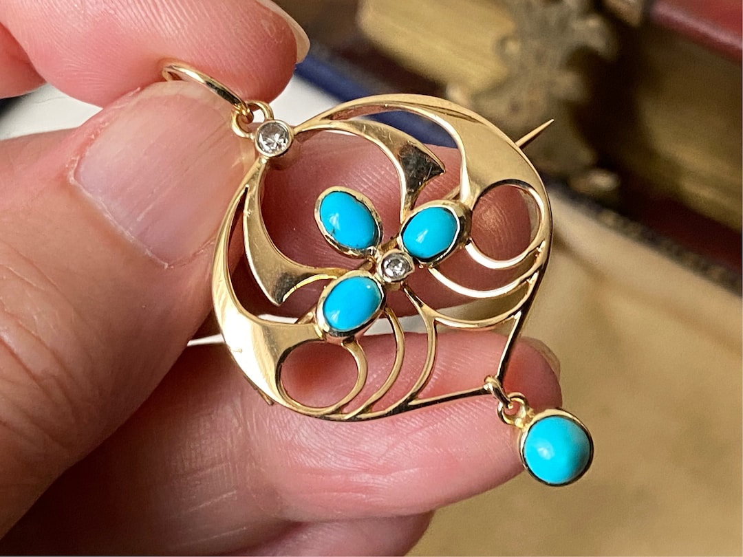 Rare Antique Murrle Bennet & Co Edwardian Art Nouveau 15ct Gold Diamond ...