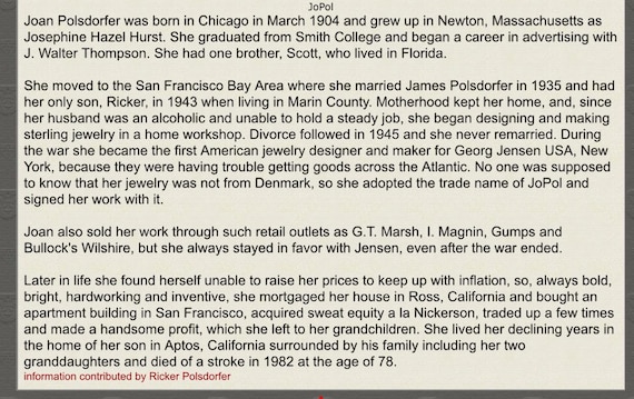 Stunning vintage 1940s modernist USA designer jo.pol … - Gem