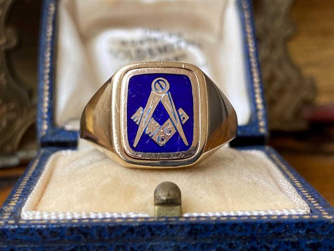 Unusual Vintage English Hallmarked 375 9ct Gold & Enamel Secret Masonic ...