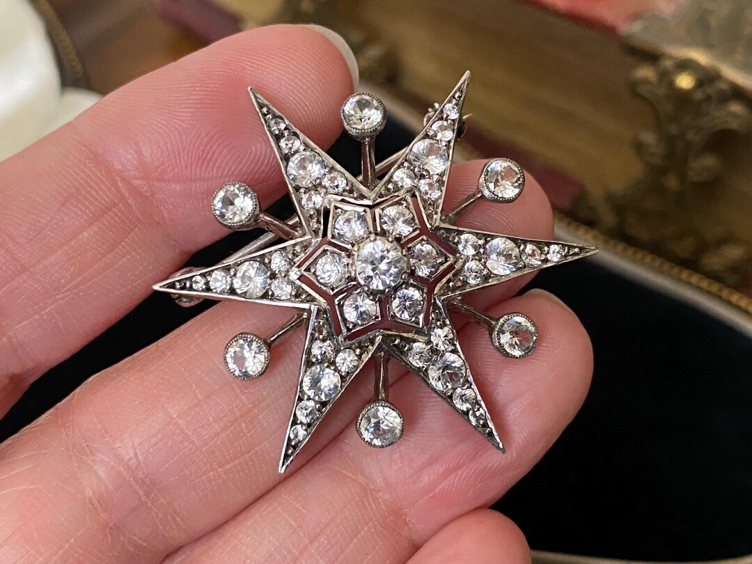 Stunning Vintage Ciro Sterling Silver & Paste Star /starburst Brooch ...