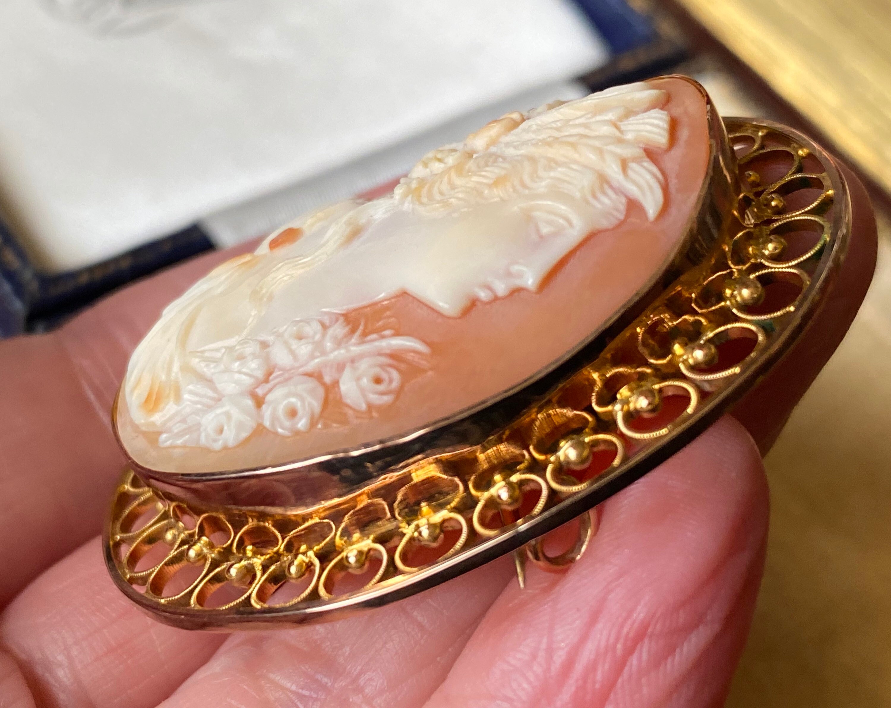 Beautiful Antique 375 9ct Gold Edwardian Italian Carved Shell - Etsy