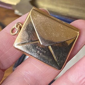 Unusual Rare Antique 375 /9ct Gold Stamp Holder Envelope Necklace ...