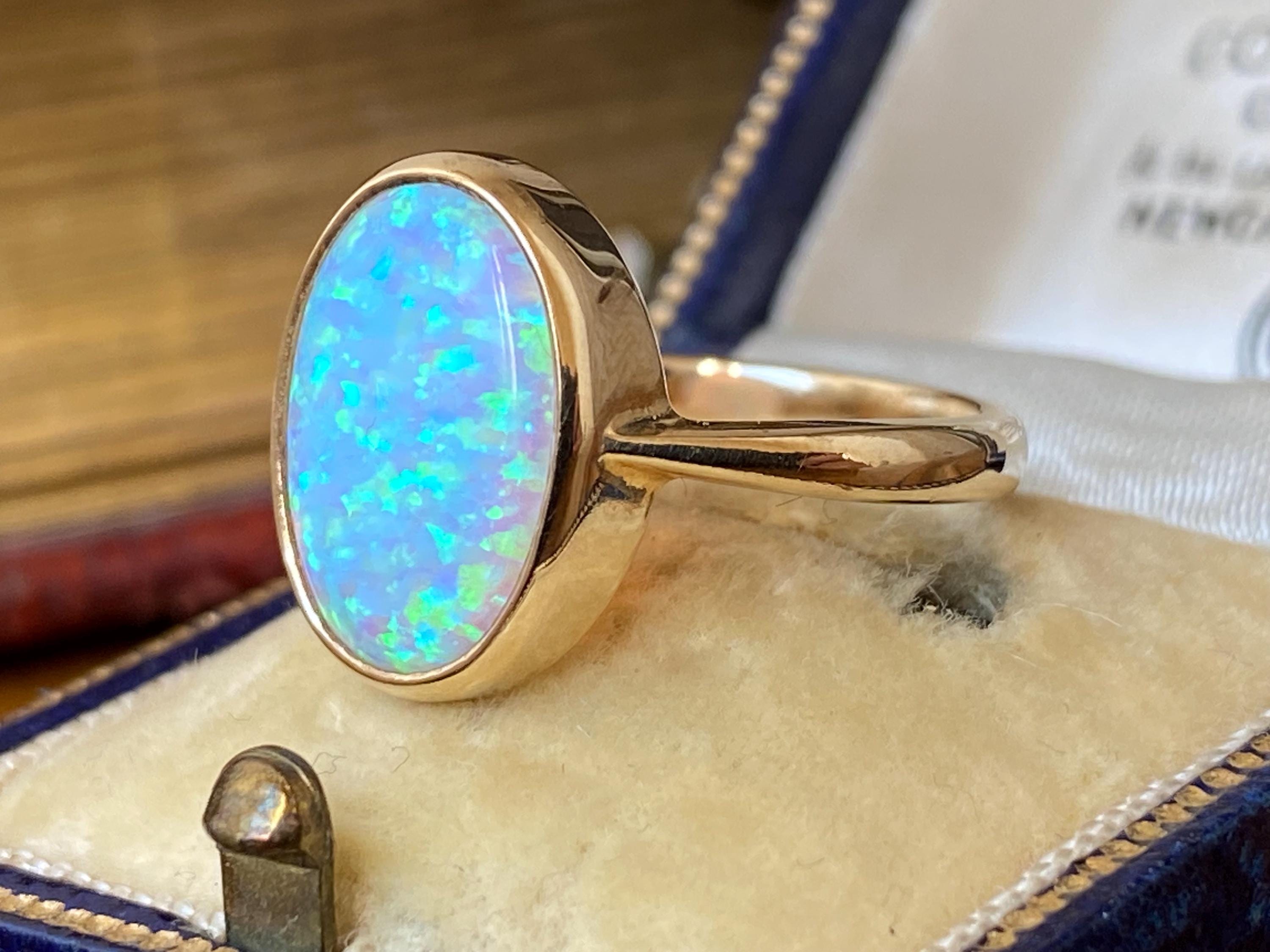 Beautiful Vintage Hallmarked 375 9ct Gold Oval Opal Ring - Etsy