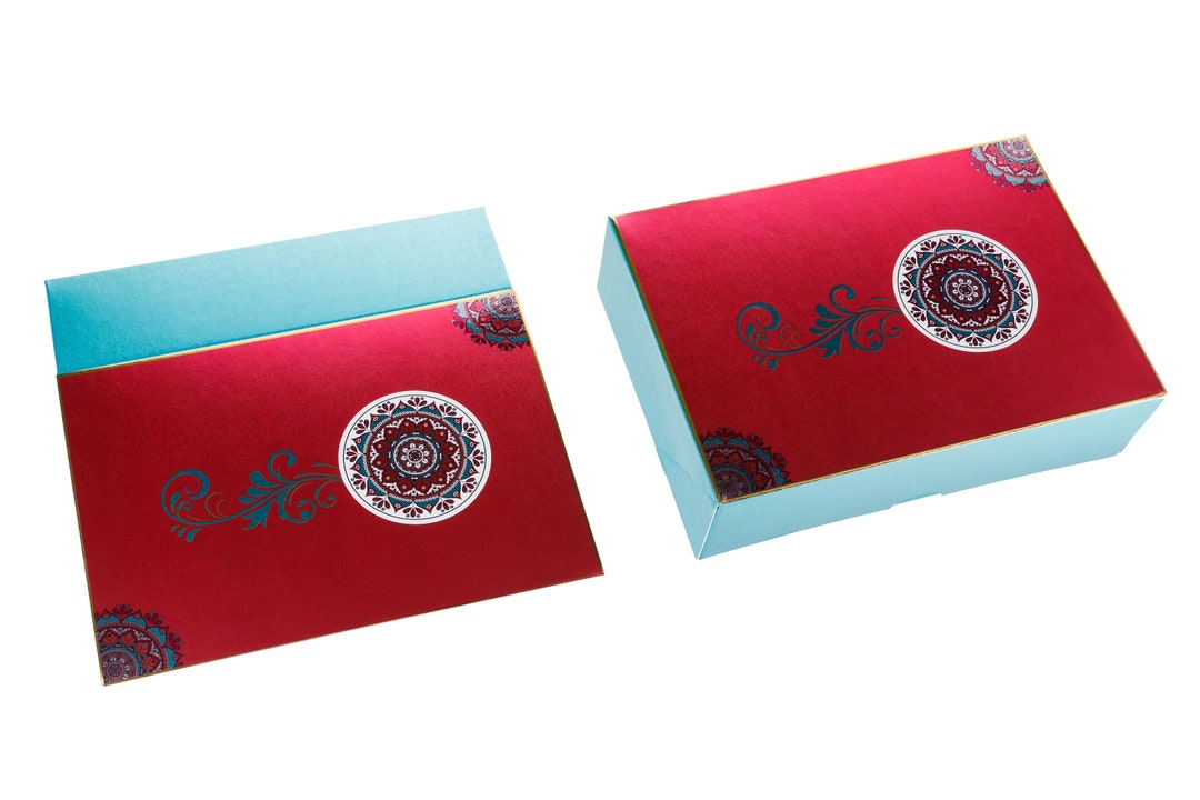 Two Coloured Mithai Boxes, Indian Sweet Boxes Wedding Favours, Empty ...