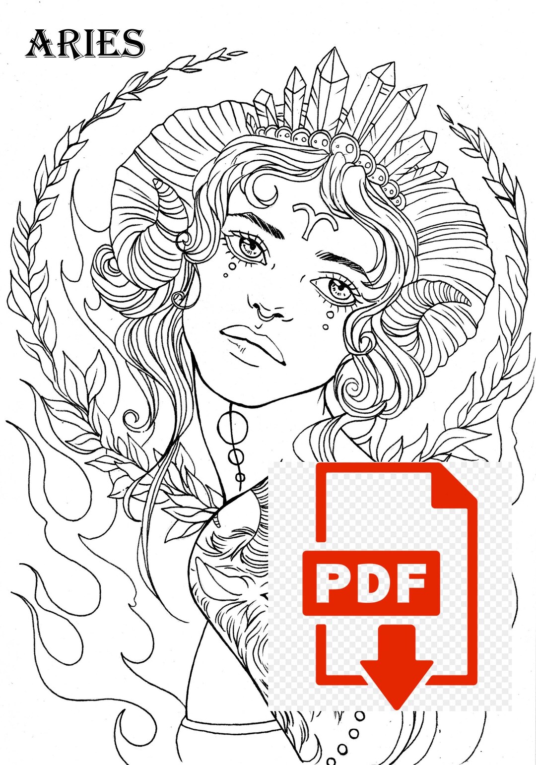Aries Zodiac Sign PDF Coloringpage PDF Lineart - Etsy