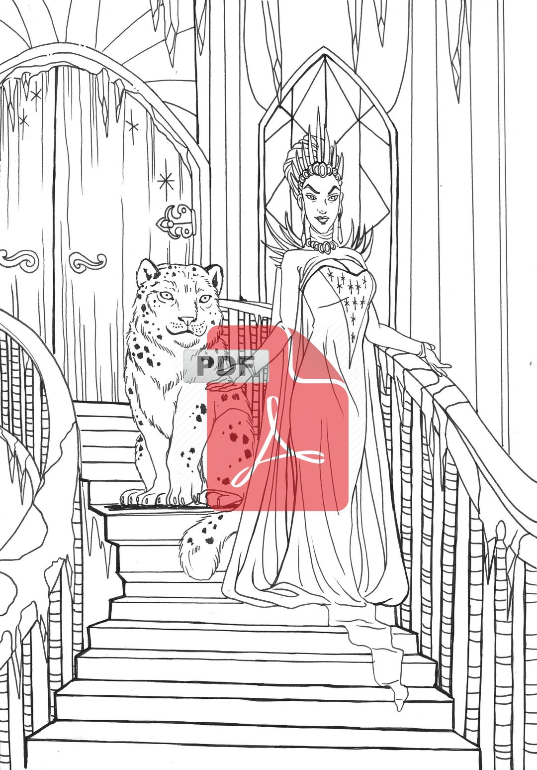 Snowqueen Single Lineart Coloringpage PDF - Etsy