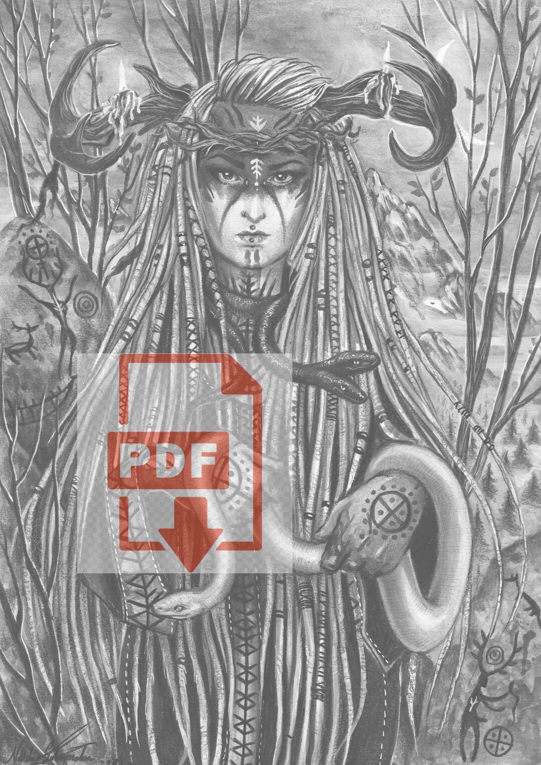 Petroglyph Grayscale PDF Coloring Page 3 Tones - Etsy