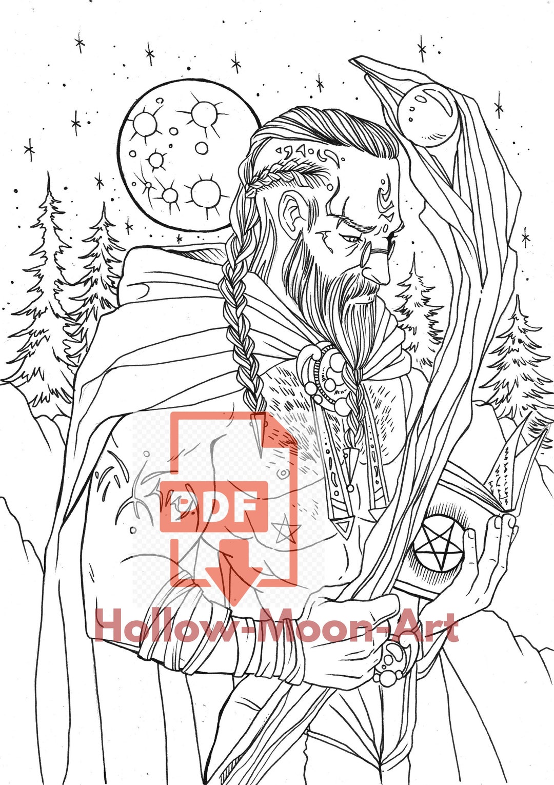 Midnight Spells Lineart PDF Coloring Page - Etsy