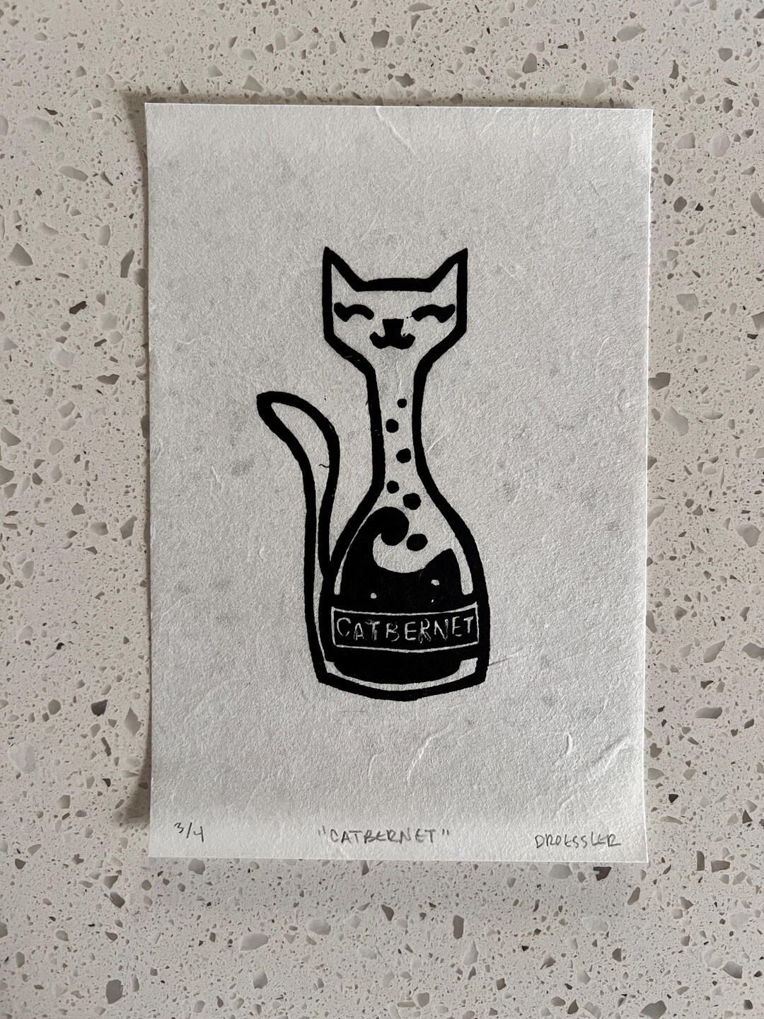 Catbernet - Wine Cat Linocut Print - Etsy