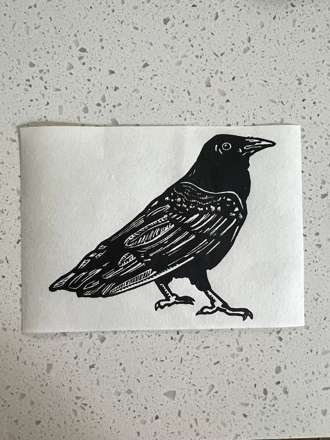 Crow - Linocut Print (frame Not Included) - Etsy