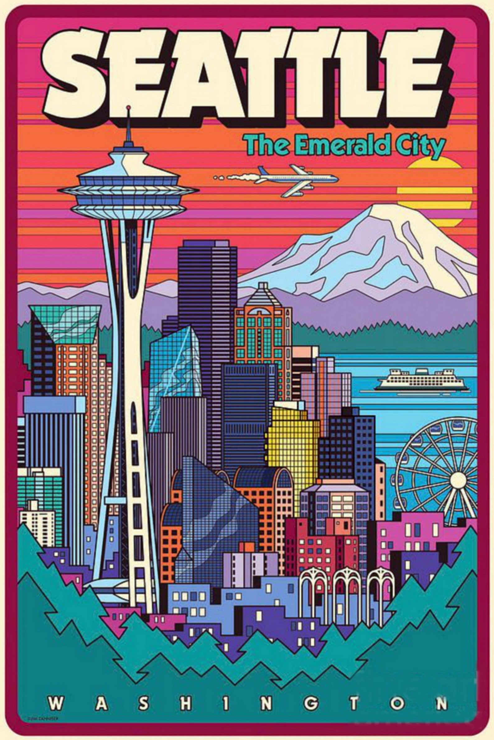 Seattle Poster, Seattle Map, Seattle Art, Seattle Print, Seattle Travel ...