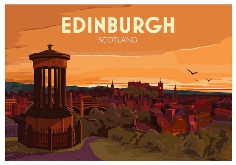 Edinburgh Poster, Scotland Poster, Edinburgh Skyline, Glasgow Art ...