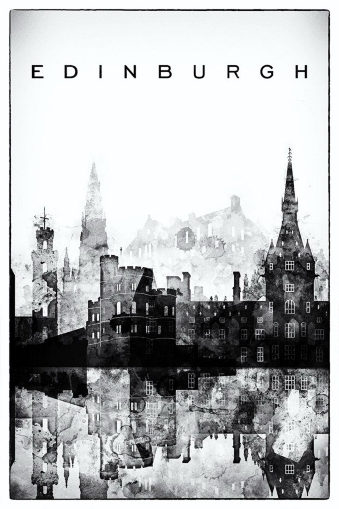 Edinburgh Poster, Scotland Poster, Edinburgh Skyline, Glasgow Art ...
