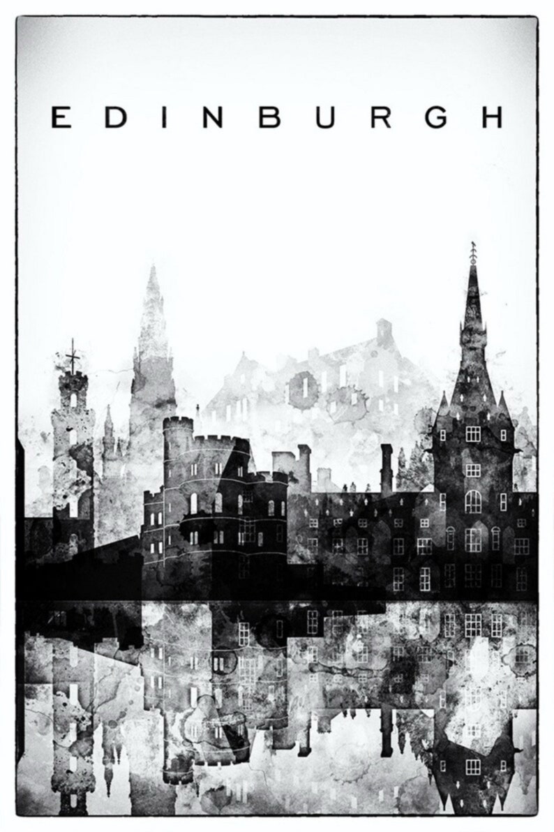Edinburgh Poster, Scotland Poster, Edinburgh Skyline, Glasgow Art ...