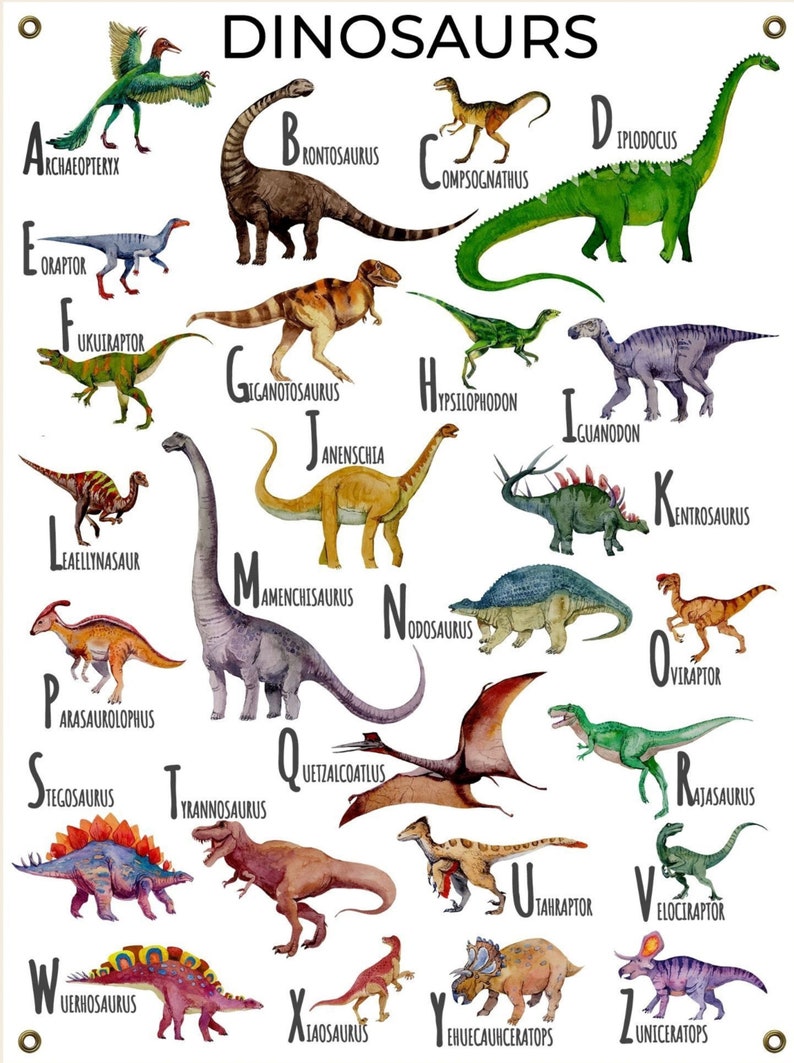 Dinosaurs Alphabet, Dinosaur Abcs, Dinosaur Room Decor, Dinosaur ...
