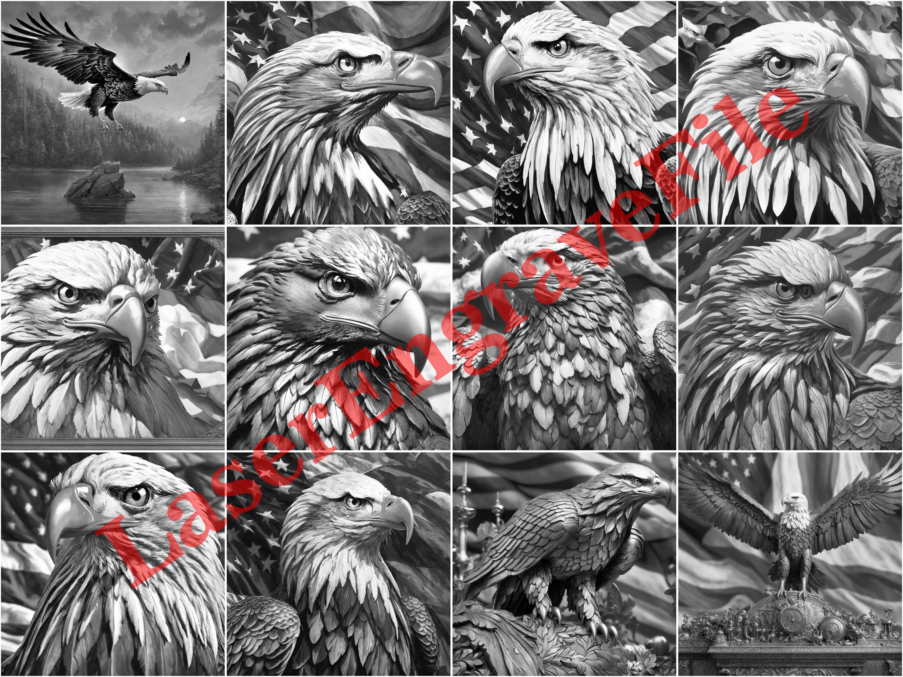 Eagle Glowforge, Laser Burn Png, Eagle Wood Wall Art, Usa Flag Laser ...
