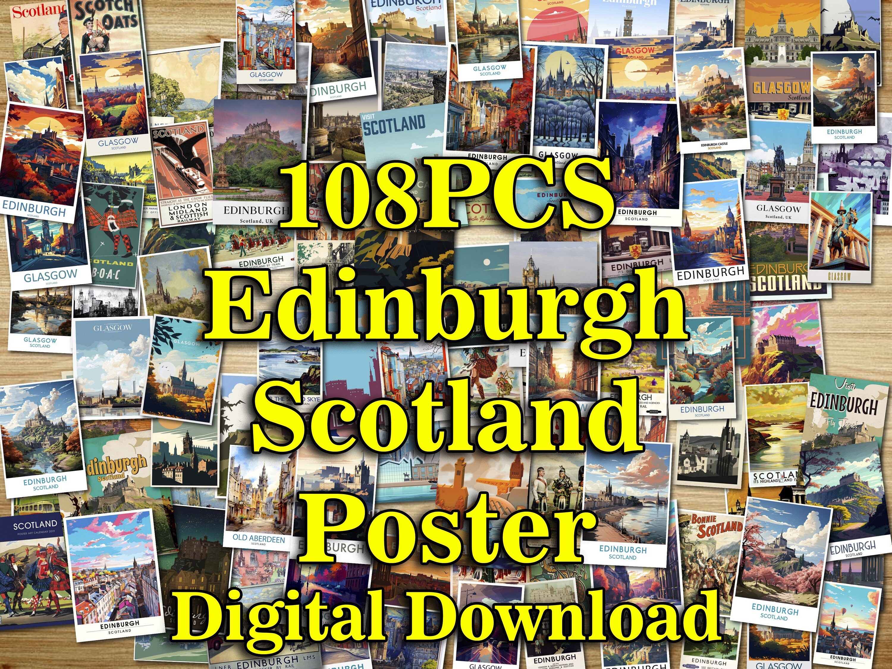 Edinburgh Poster, Scotland Poster, Edinburgh Skyline, Glasgow Art ...