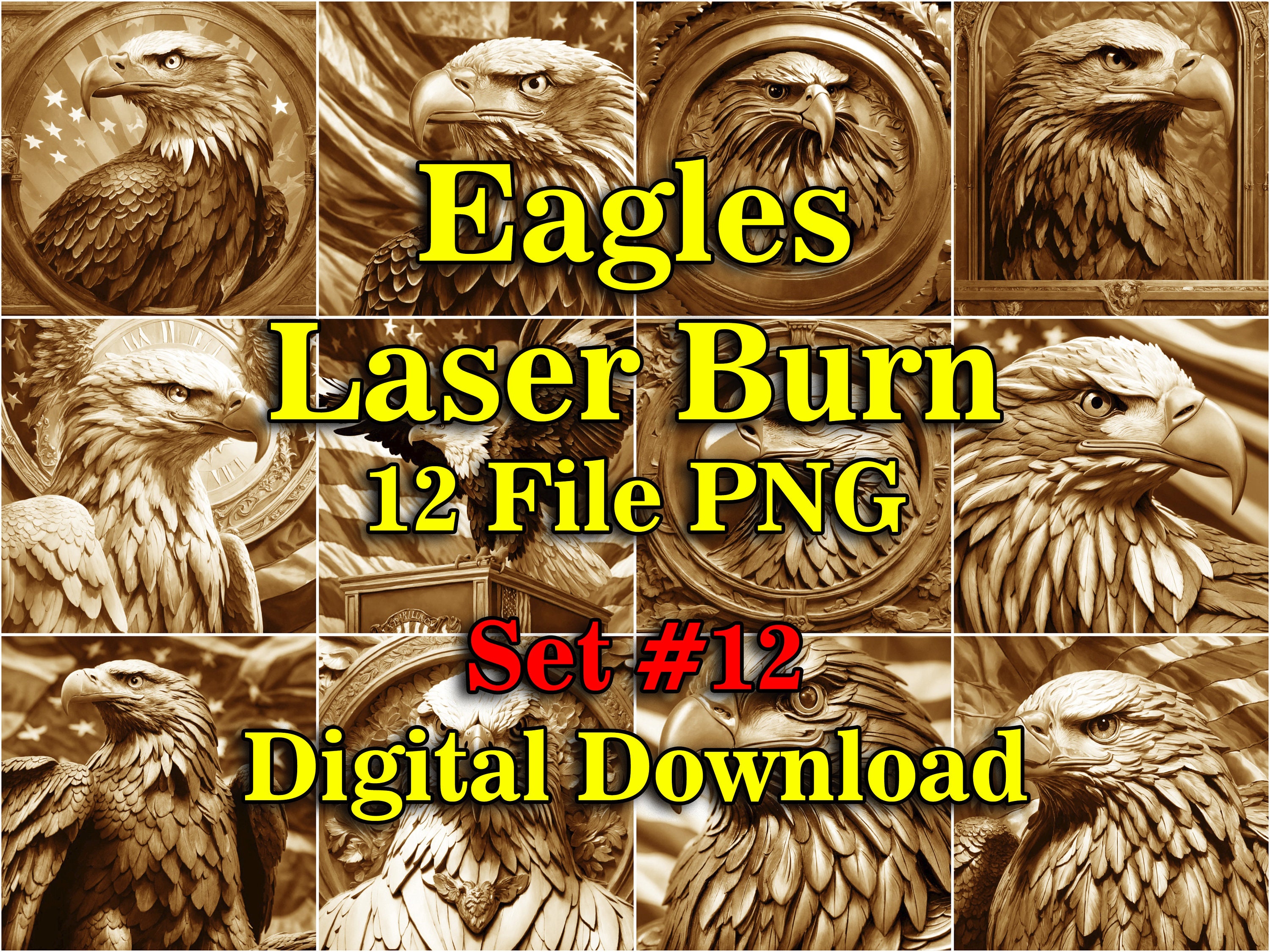 Laser Burn Png, Eagle Glowforge, Eagle Laser File, Usa Flag Laser ...