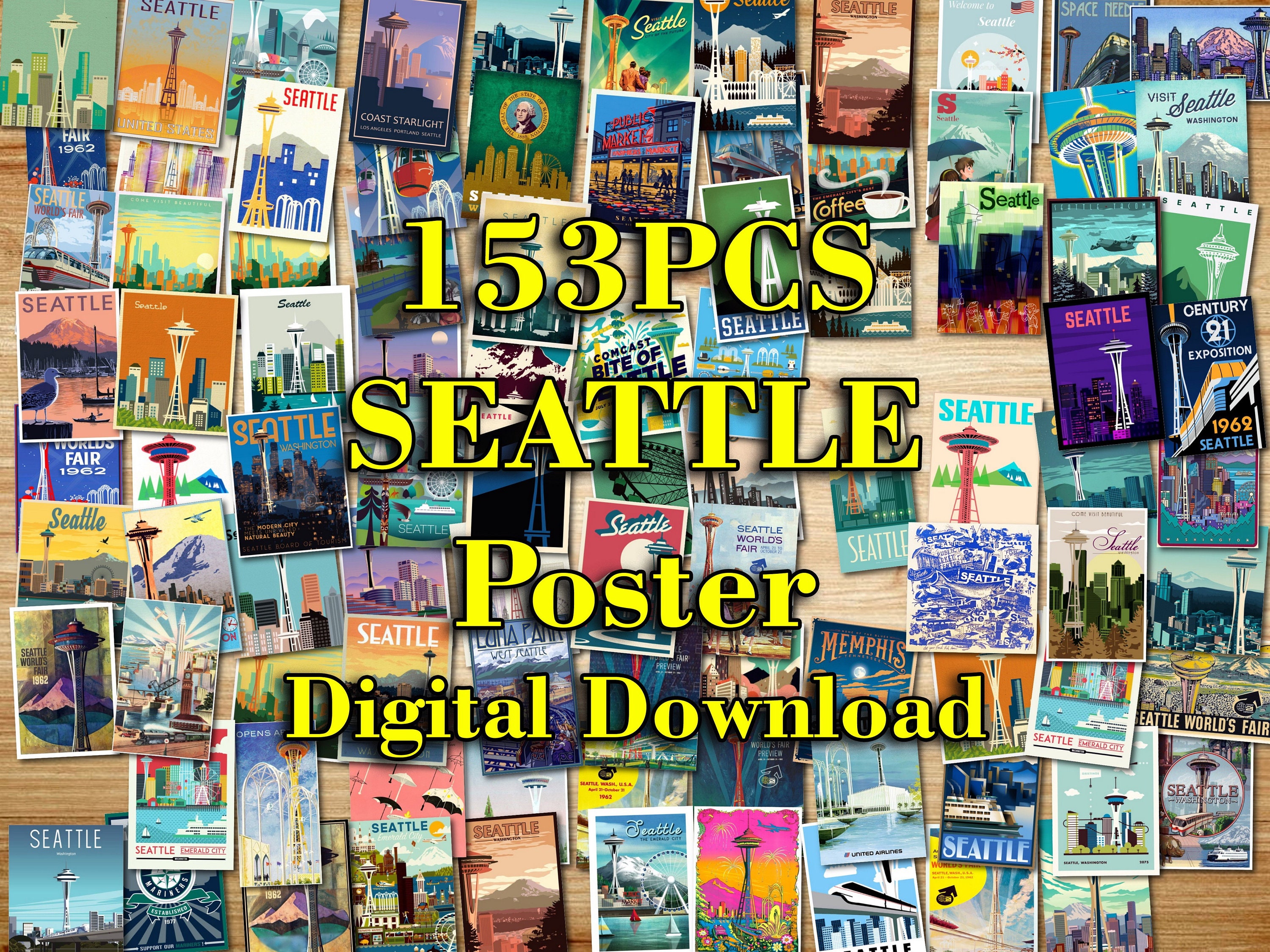 Seattle Poster, Seattle Map, Seattle Art, Seattle Print, Seattle Travel ...