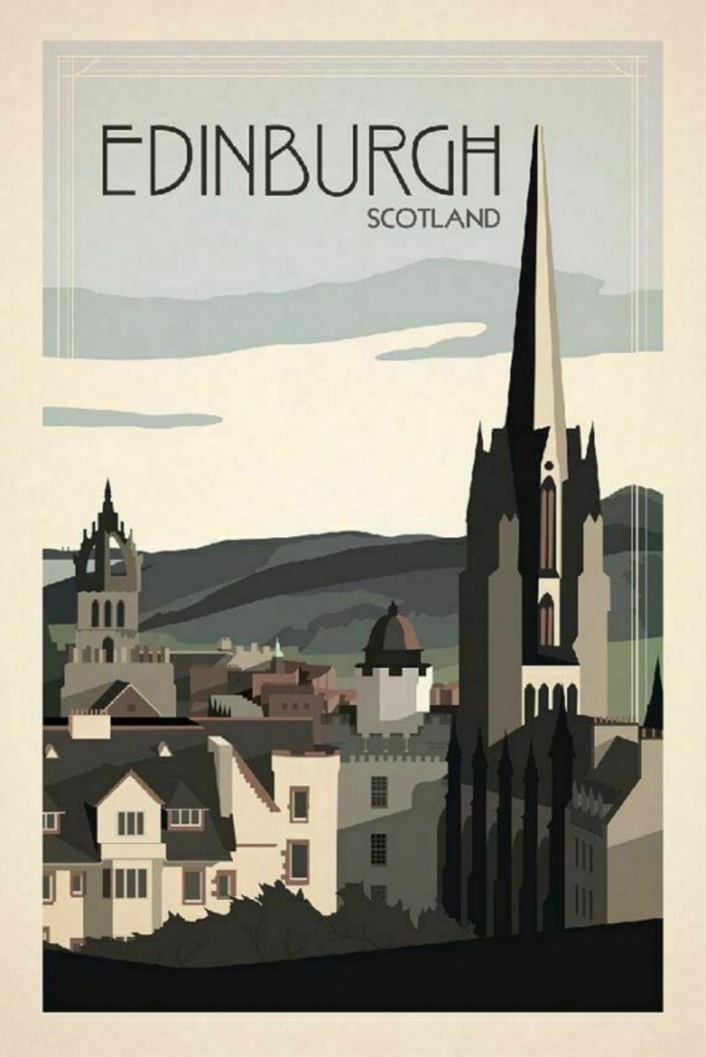 Edinburgh Poster, Scotland Poster, Edinburgh Skyline, Glasgow Art ...