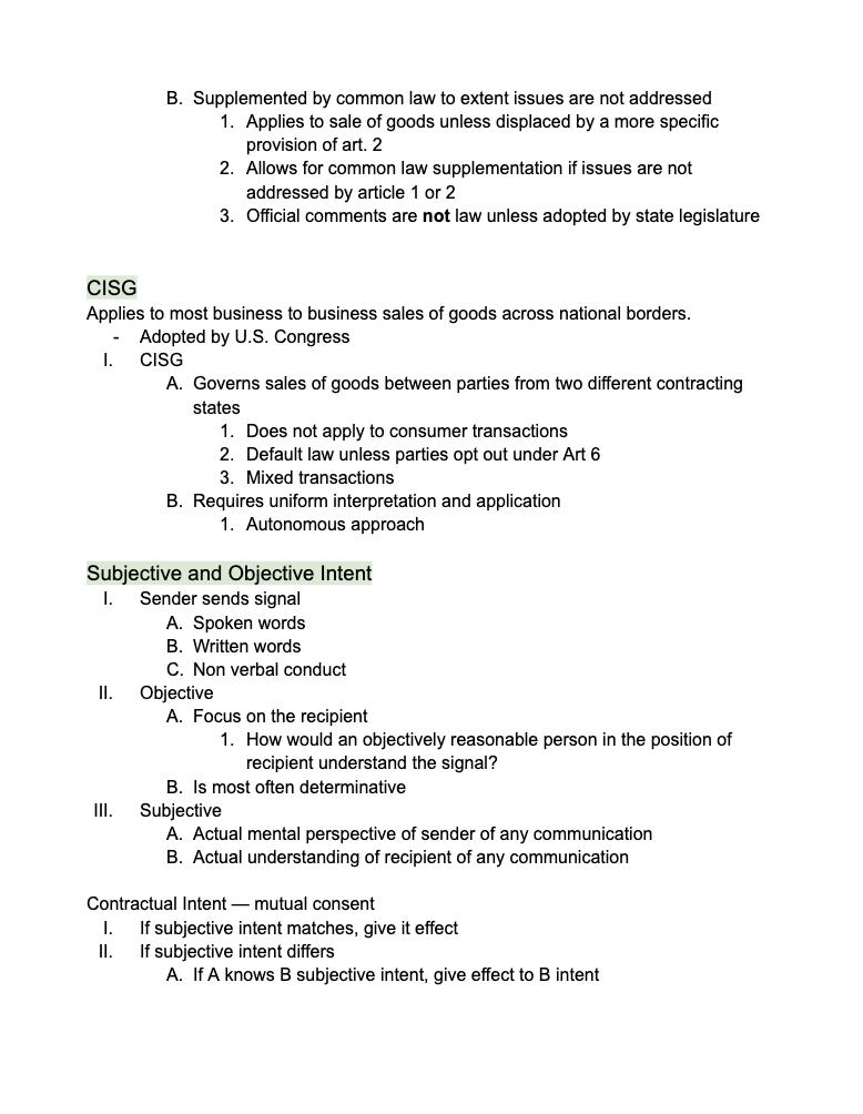 Comprehensive Contracts Law Outline | Law School Study Aid | Digital ...