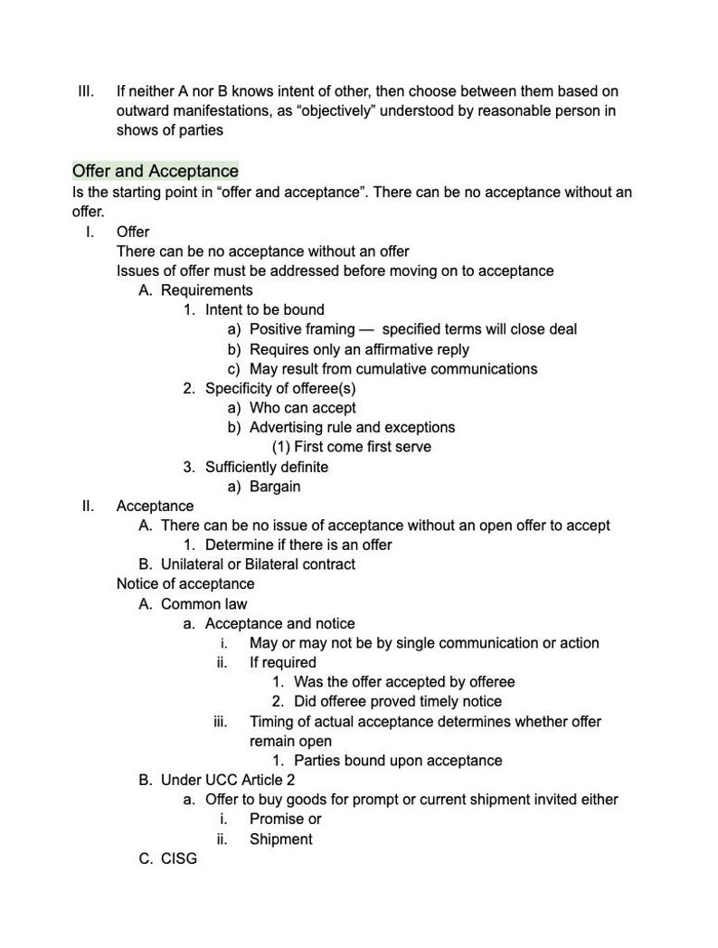 Comprehensive Contracts Law Outline | Law School Study Aid | Digital ...