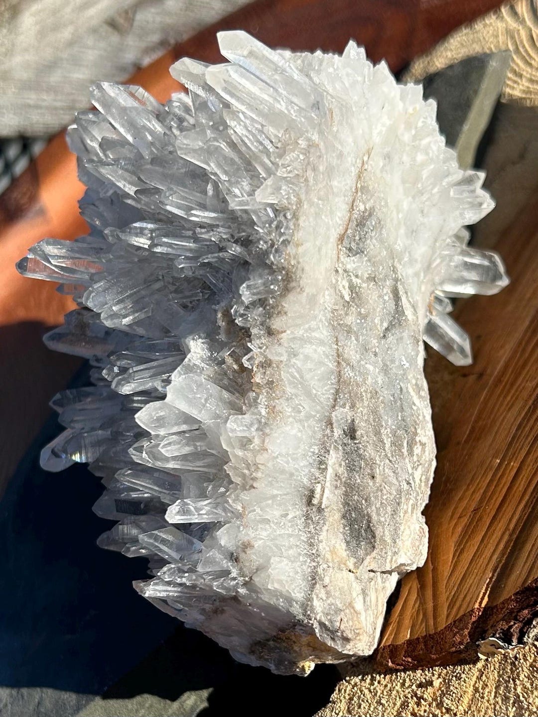 Clear Quartz Mineral Specimen Crystal Cluster Natural Striations ...