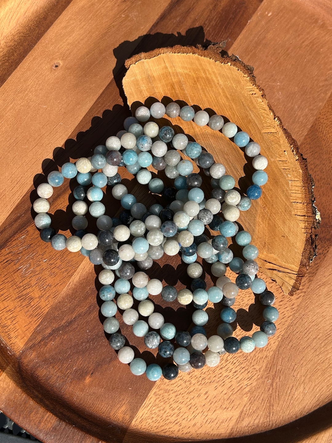 Trolleite Crystal Bead Bracelet Bracelets Stone 8mm Round Beads Blue ...