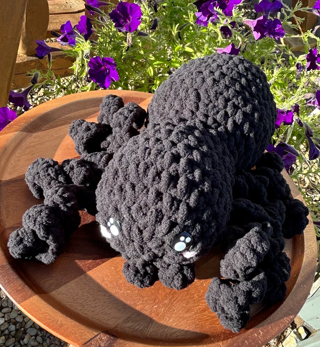 Crochet Spider Plushie Amigurumi Black Chunky Plush Plushy Soft Goth ...