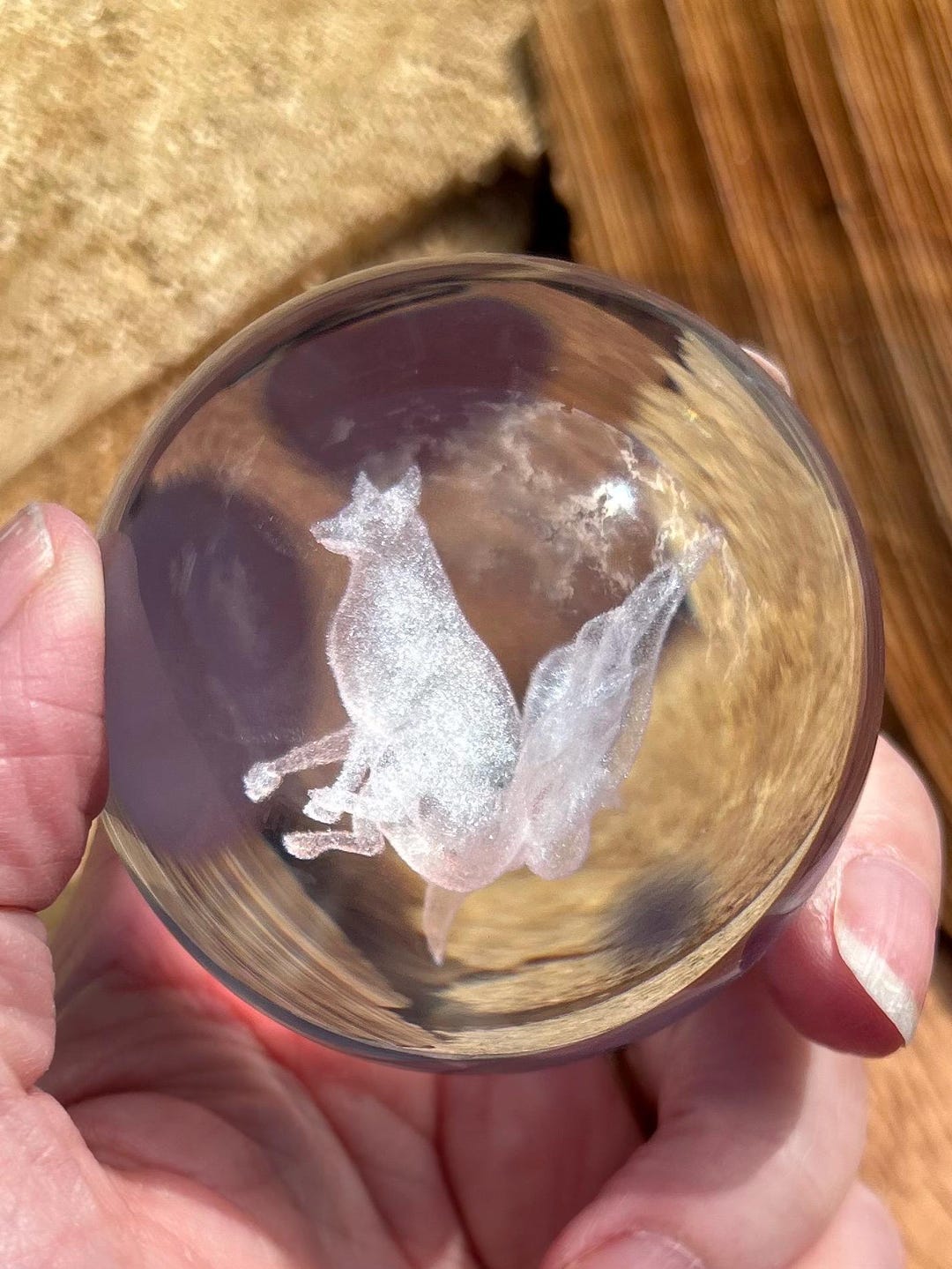 Nine 9 Tailed Fox Glass Sphere Crystal Ball Carving Clear Spheres With ...