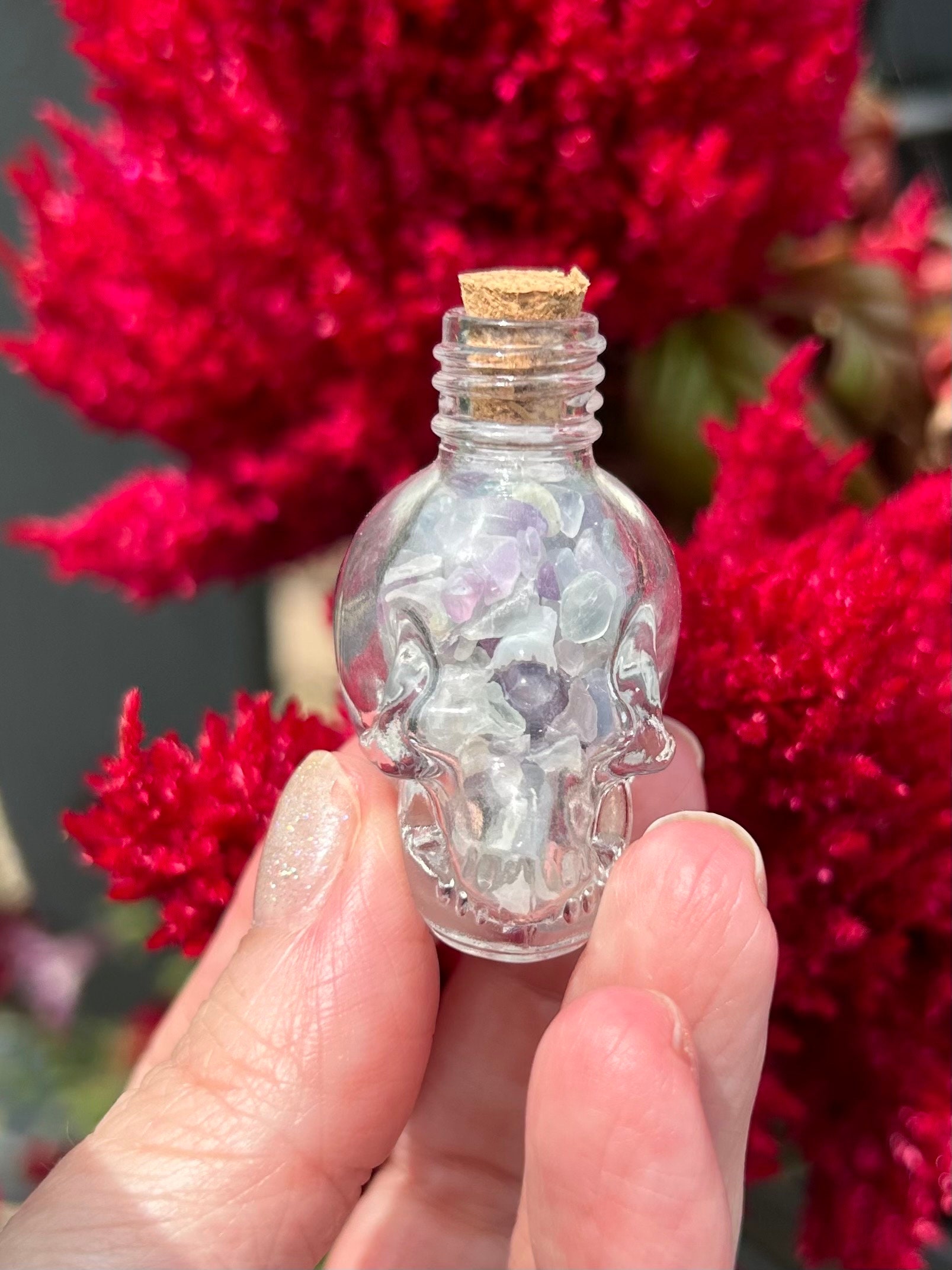 Crystal Wish Chips Bottle Glass Skull Crystals Stones Witches - Etsy