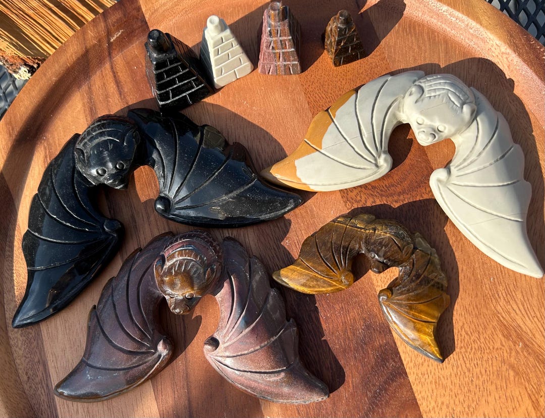 Crystal Balancing Bat Carving Floating Flying Obsidian Mookaite Tigers ...