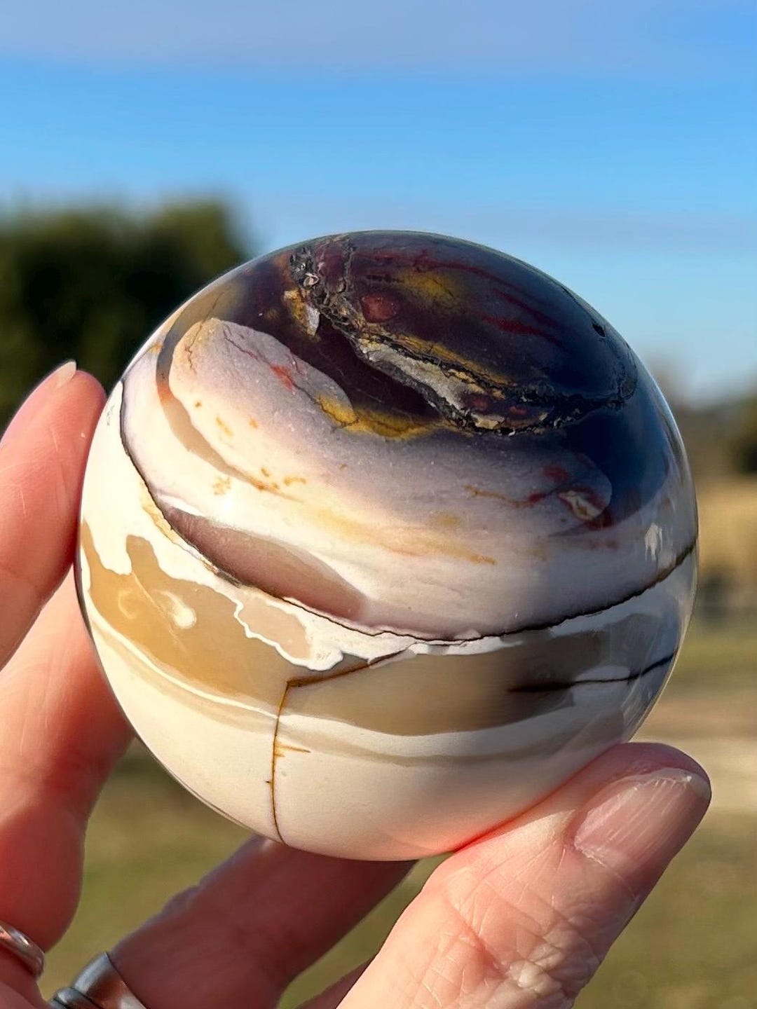 Mookaite Crystal Sphere Stone Round Purple Red Yellow White Crystals ...