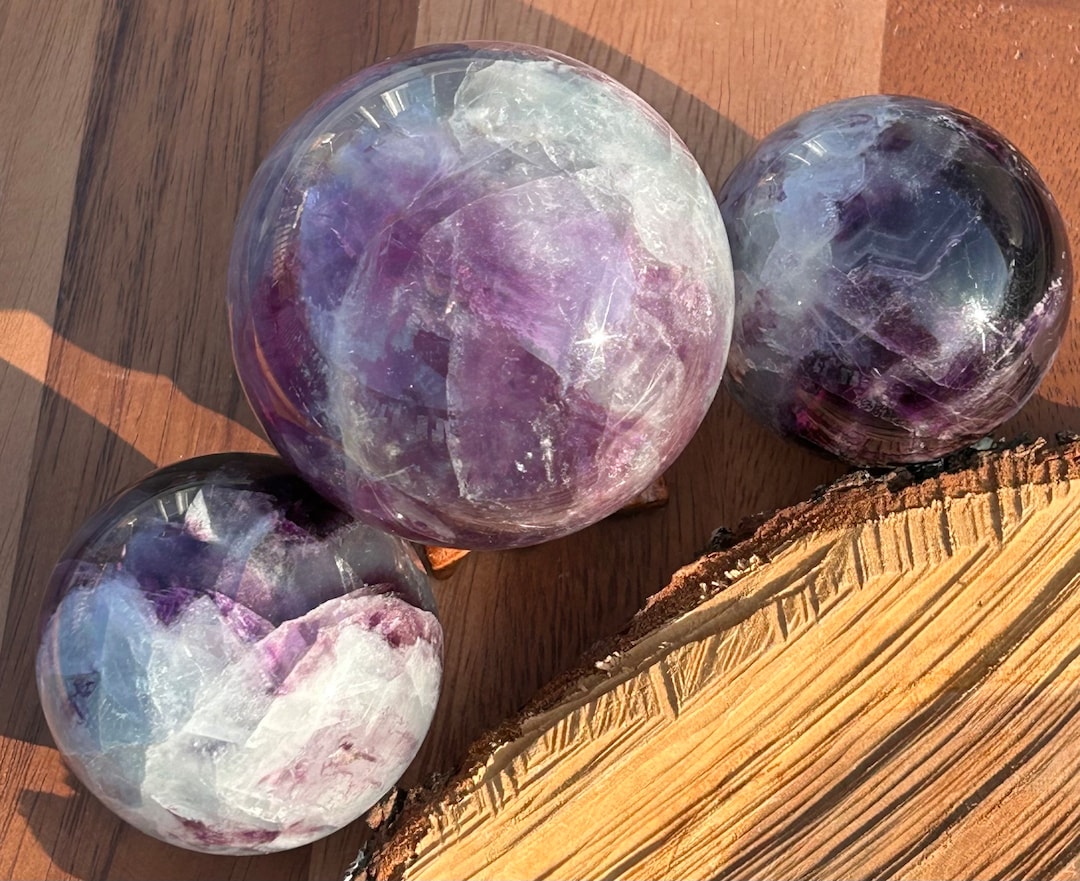 Watermelon Fluorite Crystal Sphere Carving Stone Crystals Purple Blue ...