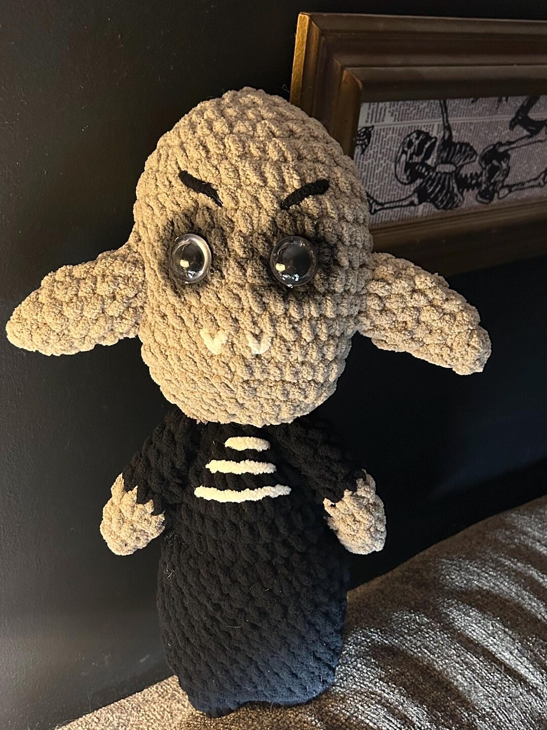 Nosferatu Vampire Crochet Amigurumi Plushy Black Plushie White Greige ...