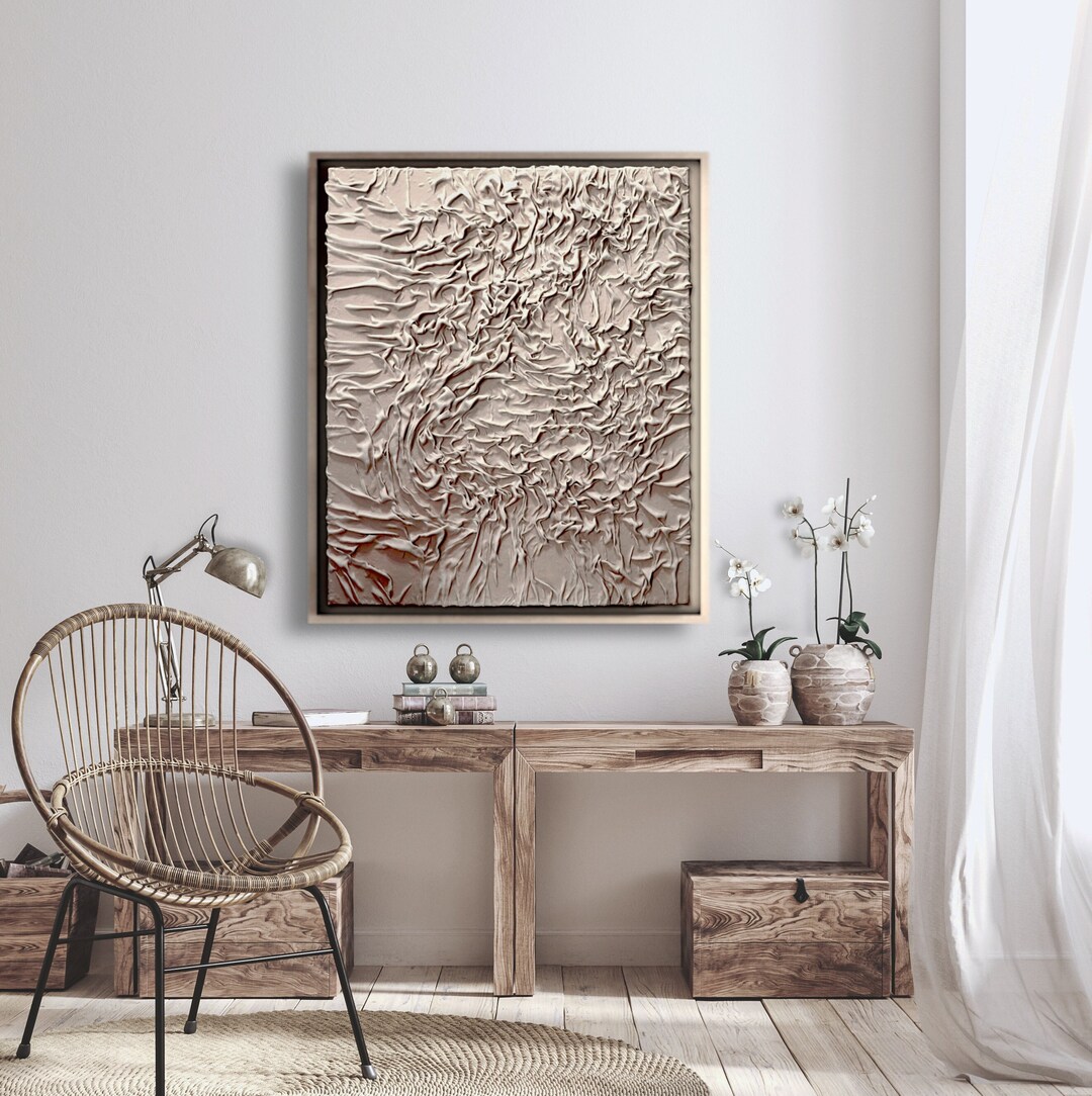 Large Draped Plaster Wall Art Fabric Textile Imitation Japandi - Etsy