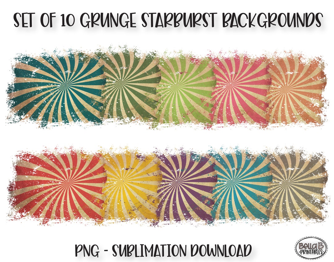 Grunge Starburst Sublimation Background Bundle, Sublimation Frames ...