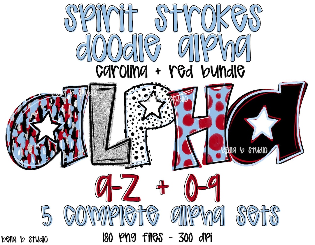 Carolina Blue Red Spirit Doodle Alpha, Spots Alpha PNG, School Spirit ...