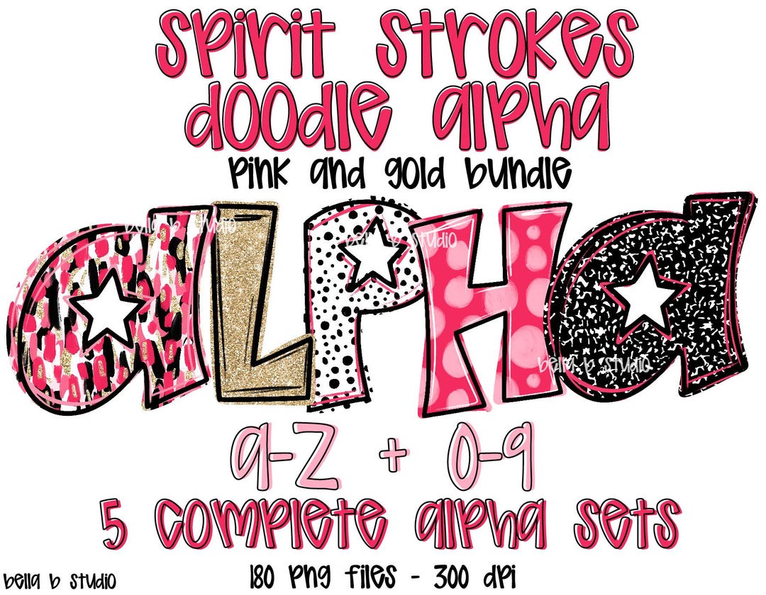 Pink and Gold Spirit Doodle Alpha, Spots Alpha PNG, School Spirit ...