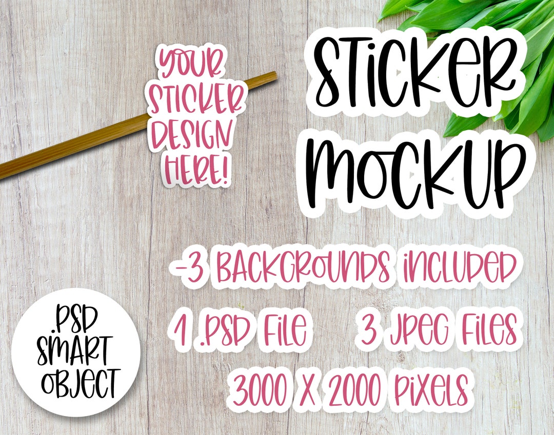 Sticker Mockup, PSD Smart Object, Print and Cut Sticker Mockup, Stick ...