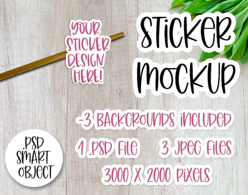 Sticker Mockup, PSD Smart Object, Print and Cut Sticker Mockup, Stick ...
