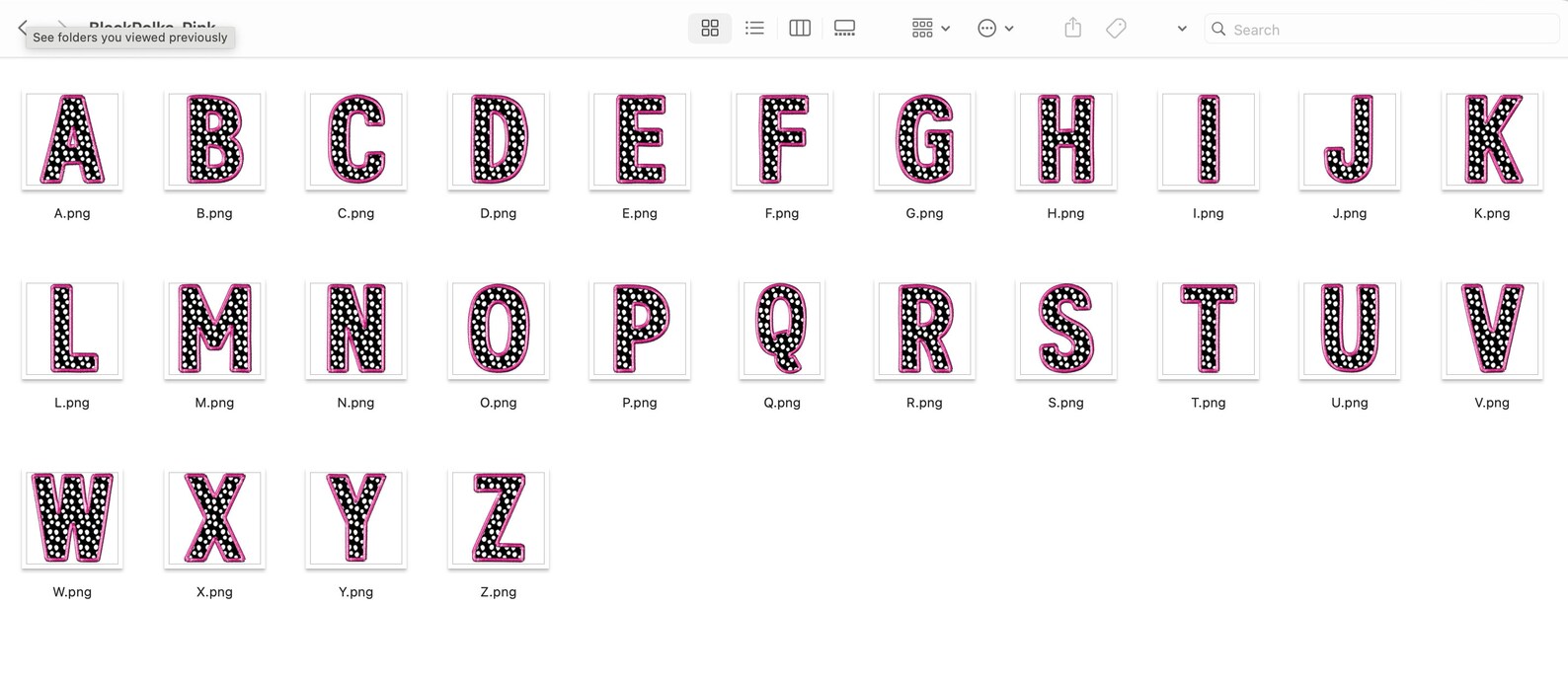 Faux Embroidered PNG Alphabet Set, Polka Dots Stitched Alpha Set, Pink ...