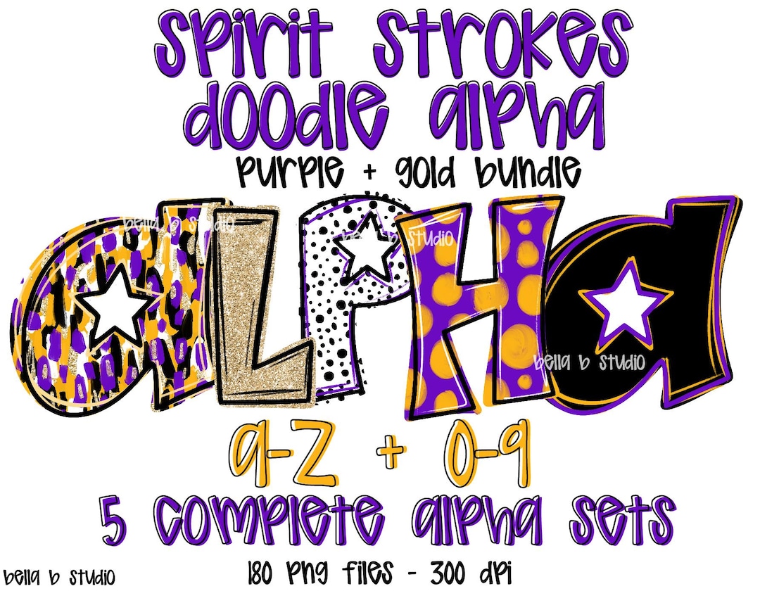 Purple Gold Spirit Doodle Alpha, Spots Alpha PNG, School Spirit ...